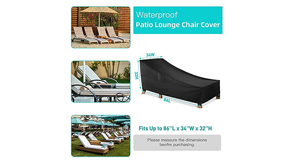 WLEAFJ Waterproof Patio Lounge Cover - Heavy Duty & Windproof