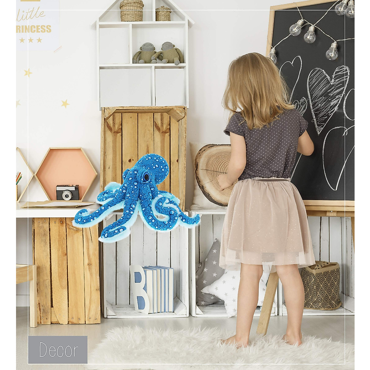 DolliBu Blue Octopus Stuffed Animal - Wild Collection Sea Animal Plush Gift for Kids, Realistic Plush Sea Critters, Cute Stuffed Octopus Sea Creature Toy for Boys and Girls - 16 Inches