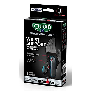 CURAD IRONMAN Wrist Support, Reversible Rigid Wrist Brace for Mild Sprains, Strains, Joint Injuries, Carpal Tunnel Pain Management, 2 Adjustable Straps, Universal Fit for Right or Left Wrist, 1 Brace