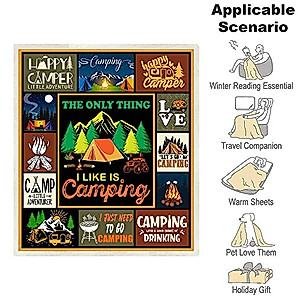 Juirnost Camping Gifts Camping Blankets Best Gifts for Rv Owners Happy Camper Blanket Gifts for Camping Campfire Blanket Camper Throw Blanket Camper Gifts Camping Lovers Gift Ideas for Men or Woman