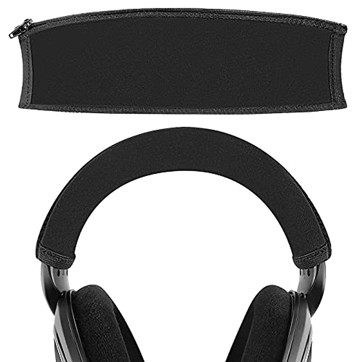 Geekria Flex Fabric Headband Cover Compatible with Sennheiser HD598 HD579 HD559 HD558 Headphones, Head Cushion Pad Protector, Replacement Repair Part, Sweat Cover, Easy DIY Installation (Black)
