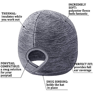 3 Pieces Women Ponytail Hat Winter Warm Ski Hat Outdoor Fleece Skull Cap(Purple, Light Grey, Blue)