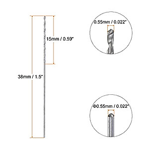 HARFINGTON 2pcs Solid Carbide Drill Bits 0.55mm C3/K10 Tungsten Carbide Precision Mini Micro Straight Shank Twist Drill Bit for Stainless Steel Metal Plastic Wood