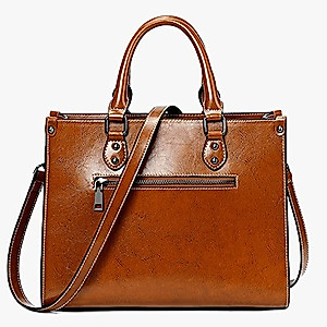 ROUROU Genuine Leather Tote Bag for Women Top Handle Crossbody Bag Hobo Handbag Large Capacity Shoulder Bag Purse