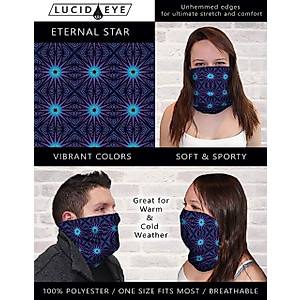 Lucid Eye Neck Gaiter Multipack 3PCS, Trippy Blue Series, Stretchy Tube Scarf