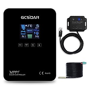 GCSOAR MPPT Solar Charge Controller 60A 12V 24V Auto Max PV 100V, WiFi Module via APP Remote Adjustable Solar Panel Regulator LCD Display for Lead-Acid LiFePO4 User BAT (MPPT 60A + WiFi)