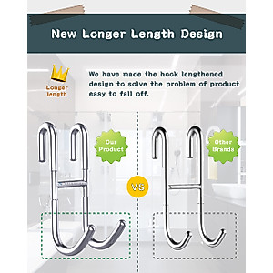 NACETURE Over Shower Door Hooks (3 Pack) Towel Hooks Towel Hanger for Bathroom No Drill Frameless Glass –Stainless Steel Bar Holder, Shower Squeegee Rack, Glass Robe Hook for Organize (Clear 3 Pack)