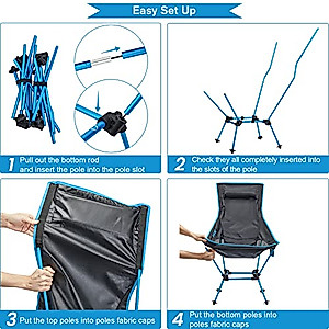 G4Free 2Pack Lightweight Portable High Back Camp Chair, Folding Chair Lawn Chair Heavy Duty 330lbs with Headrest & Pocket for Outdoor Camp Travel Beach Picnic Hiking