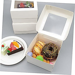 HEMOTON 60 Pcs Cookie Display Box Clear Box Treat Boxes with Window Mini Gift Boxes Chocolate Gift Box Mini Cake Boxes Baking Accessories Cookie Holder for Home Paperboard Cookie Box Donut