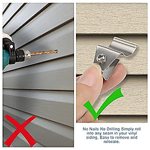 (10 Pack) Blink Outdor Camera Mount Vinyl Siding Clips Hooks,No-Hole Needed Outdoor Siding Hanger for Mounting Wyze Cam/Ring/arlo Home Security Camera, Weatherproof Stainless Steel Blink Siding Mount