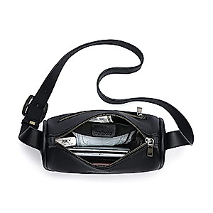 Blofinche Genuine Leather Crossbody Bag for Women Medium Shoulder Handbag with Metal Zipper and Strap Adjustable Black