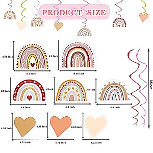 48Pcs Boho Rainbow Party Decorations, Hanging Swirl Rainbow Party Decorations, Boho Baby Shower Decorations for Classroom Home Wedding Office, Hanging Swirls Ceiling Streamers for Party Supplies