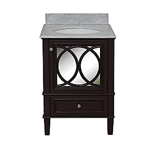 Olivia 24-inch Bathroom Vanity (Carrara/Chocolate): Includes Chocolate Cabinet with Authentic Italian Carrara Marble Countertop and White Ceramic Sink