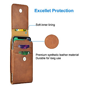 Takfox Phone Holster for Samsung Galaxy S25 Ultra S24 Plus S23 S22 S21 FE 5G S20 S10 A03s A16 A15 A14 A13 A35 A56 A51 A71 5G, Note 20 J7 J3 Leather Cell Phone Pouch Belt Holder Carrying Case,Brown
