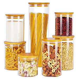 Vtopmart 15 Pack Glass Food Storage Containers and 7 Pack Glass Jars with Bamboo Lids