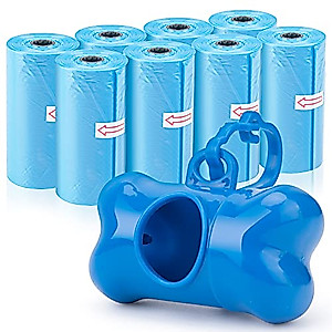 Depets Dog Poop Bag, Extra Thick Doggie Poop Bags with Poop Bag Holder and Leash Clip, Leak-Proof Dog Waste Bags, 11.8 × 8.7 IN Poop Bags for Dogs Cats, Blue, 160 Count