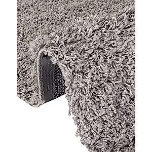 Rugs.com - Über Cozy Solid Shag Collection Rug – 6' x 9' Cloud Gray Shag Rug Perfect for Bedrooms, Dining Rooms, Living Rooms