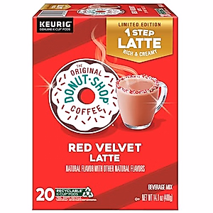 The Original Donut Shop One-Step Red Velvet Latte, Keurig Single Serve K-Cup Pods, 20 Count
