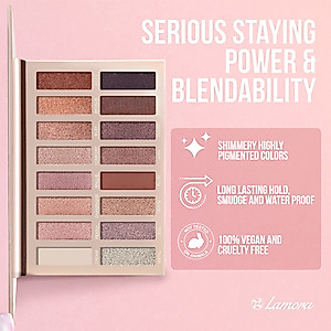 Best Pro Eyeshadow Palette Makeup - Matte Shimmer 16 Colors - Highly Pigmented - Professional Nudes Warm Natural Bronze Neutral Smoky Cosmetic Eye Shadows