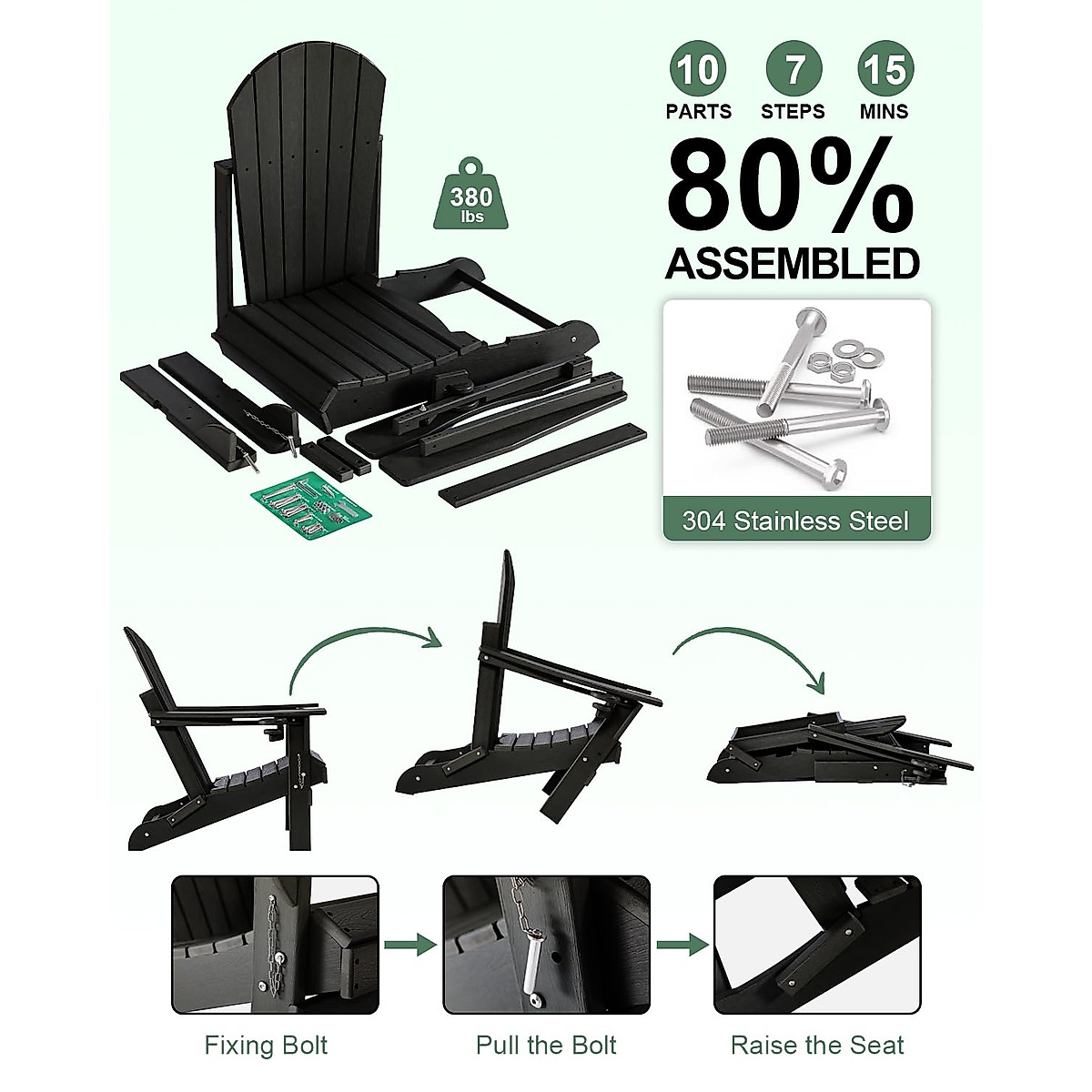 Withniture Folding Adirondack Chairs Set of 2, HDPE Adirondack Chair Wood Texture Plastic Adirondack Chairs with Cup Holder, Weather Resistant Fire Pit Chairs for Backyard Deck