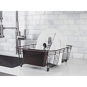 REAL HOME Innovations Deluxe Small Dish Drainer, Oil Bronze