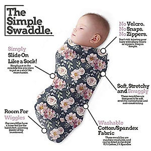 Henry Hunter Baby Swaddle Sack | The Simple Swaddle | Soft Stretchy Cotton Swaddle Blanket for Newborns | Baby Swaddles 0-3 Months, Pack of 3 (Garden | Rose | Light Heather)