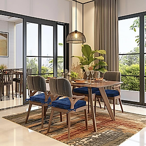 RULAER Indoor 18x18x3.5inch Chair Cushions Blue Tufted Double Piping with Straps Patio Seat Cushion No-Faded Thickened Puffy Dining Chair Pads,Set of 2