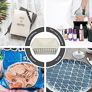 Hemoton Metal Wire Baskets Storage Baskets with Linen Liner Rustic Style Flower Pots Cover Desktop Sundries Basket Pantry Storage Bin for Home Decor and Organizing