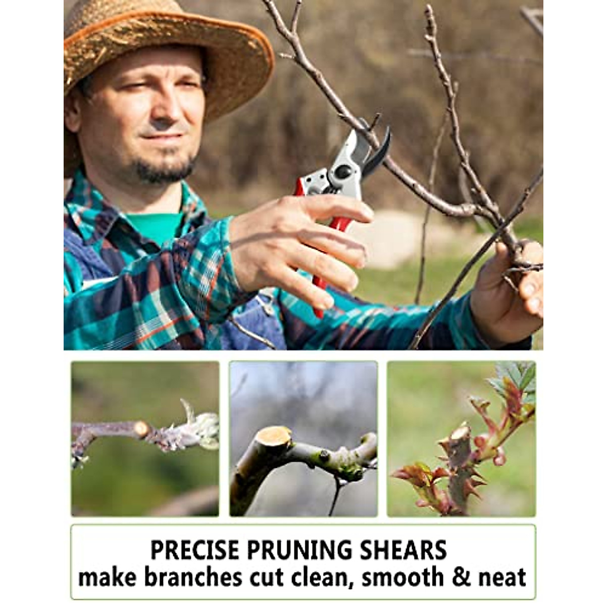 Pruning Garden Shears,Three Wood Plant Scissors for Gardening,Branch Cutter,Tree Trimmer,Bypass & Flower Pruners,Heavy Duty Hand Clippers Snips Secateurs