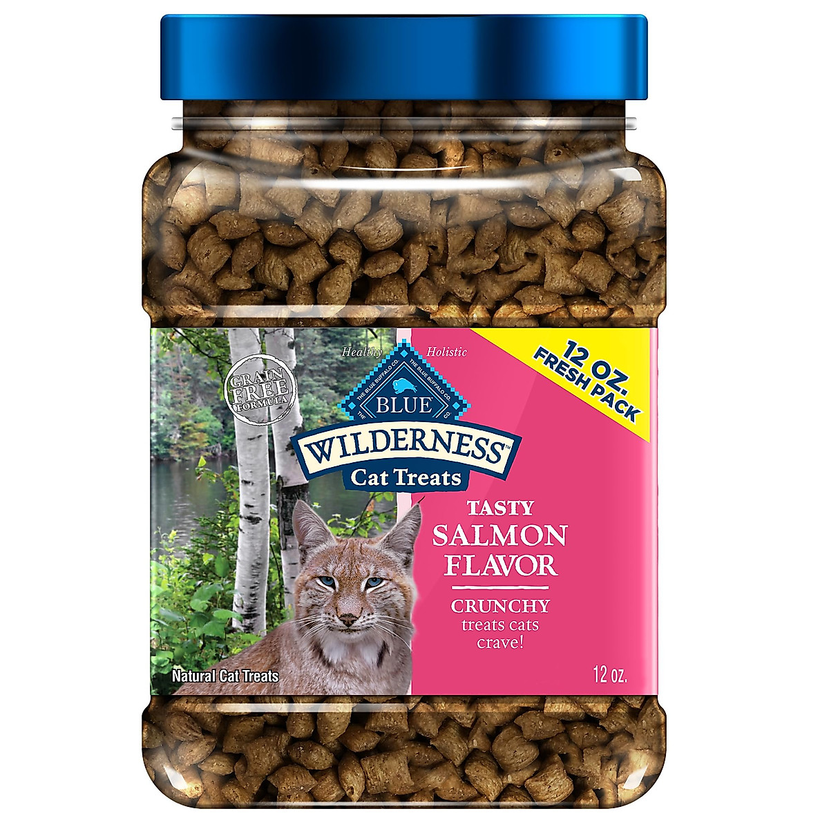 Blue Buffalo Wilderness Crunchy Cat Treats, Made with Natural Ingredients, Tasty Salmon Flavor, 12-oz Tub