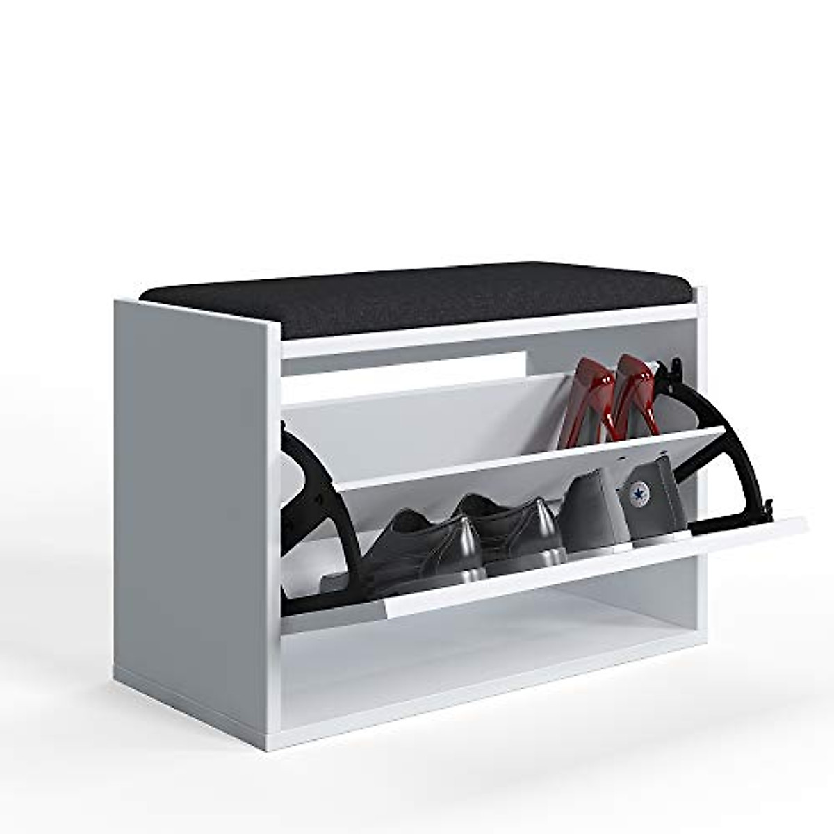 Ruumstore Tona Shoe Cabinet, 1 Flip Drawer Shoe Storage with Padded Seat Cushion