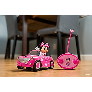 Disney Junior 7.5" Minnie Mouse Roadster RC Remote Control Car Pink 27MHz, Toys for Kids , Pink With Stars and Polka Dots