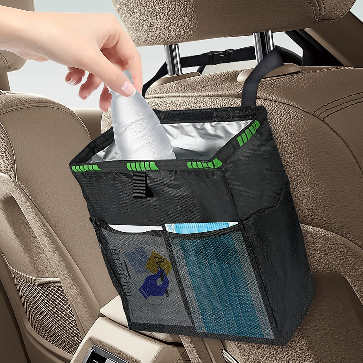 Reswish Car Trash Can,Leak-Proof Waterproof Car Trash Bin, Vehicle Multi-Use Organizer for Outdoor Traveling,Collapsible Auto Garbage Bag Large Capacity Trashcan Storage Bag for Truck, SUV