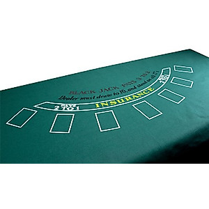 Brybelly Casino Night 4-in-1 Felts Only -Blackjack, Craps, Roulette and Texas Hold'em Table Felt Only- Green Felt Double Sided Casino Tabletop Gaming Mat- 18" x 36" - Perfect for Casino Game Night