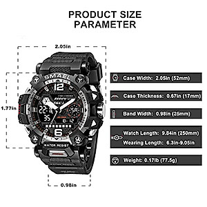 Men's Military Watch Outdoor LED Digital Watch Waterproof Tactical Army Wrist Sports Watches for Men Black Silver_8072