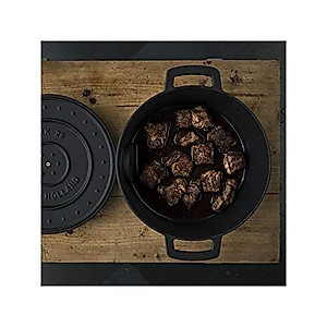 Combekk RAILWAY Recycled Enameled Cast Iron 4.25 Quart Dutch Oven w/ Thermometer, Black, 9.5"