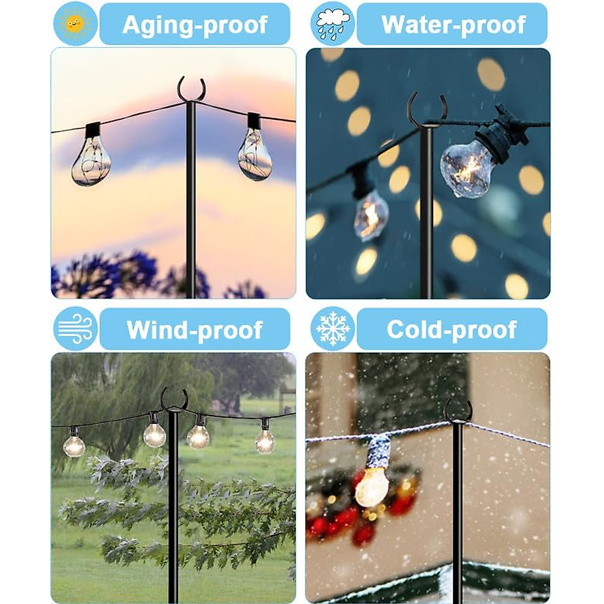 Sungaryard String Light Pole Stand for Outdoor String Lights Hanging, Use for Backyard, Garden, Patio, Party, Festival, Wedding, Picnic, 10FT, Matte, 1 Pole