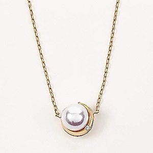 Japanese 7.0mm Akoya Cultured Pearl with Diamond Pendant Necklace for Women with 18K Yellow Gold | Classy Design Excellent Gift | Pearl Necklace