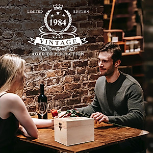 LIGHTEN LIFE 40th Birthday Gifts for Men 12 oz,1984 Whiskey Glass in Valued Wooden Box,Bourbon Glass for 40 Years Old Dad,Husband,Friend,40th Bday Gift Ideas,40th Birthday Decorations