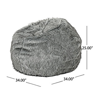Christopher Knight Home Laraine Furry Glam Dark Light Grey Streak Faux Fur 3 Ft. Bean Bag, Small