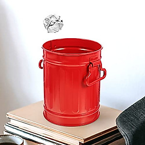 Zerodeko Galvanized Trash Can Makeup Brush Holder Pen Pencil Cup Small Metal Flowerpot Mini Desktop Wastebasket Garbage Bin Metal Utility Pail Small Bucket Organizer Kitchen Countertop Trash Container