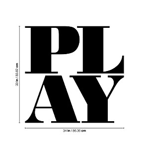 Vinyl Wall Art Decal - Play - 33" x 34" - Trendy Inspirational Minimalist Fun Sticker for Gamers Boys Girls Bedroom Playroom Living Room Gamer Room Daycare Nursery Office Coffee Shop Decor (Black)