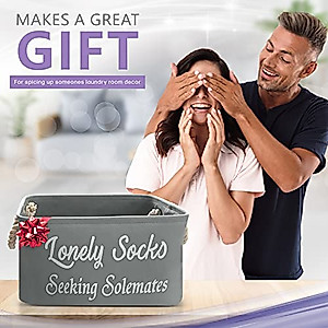 Lost Socks Basket For Laundry Room Accessories Farmhouse Laundry Room Sign (Grey/White)