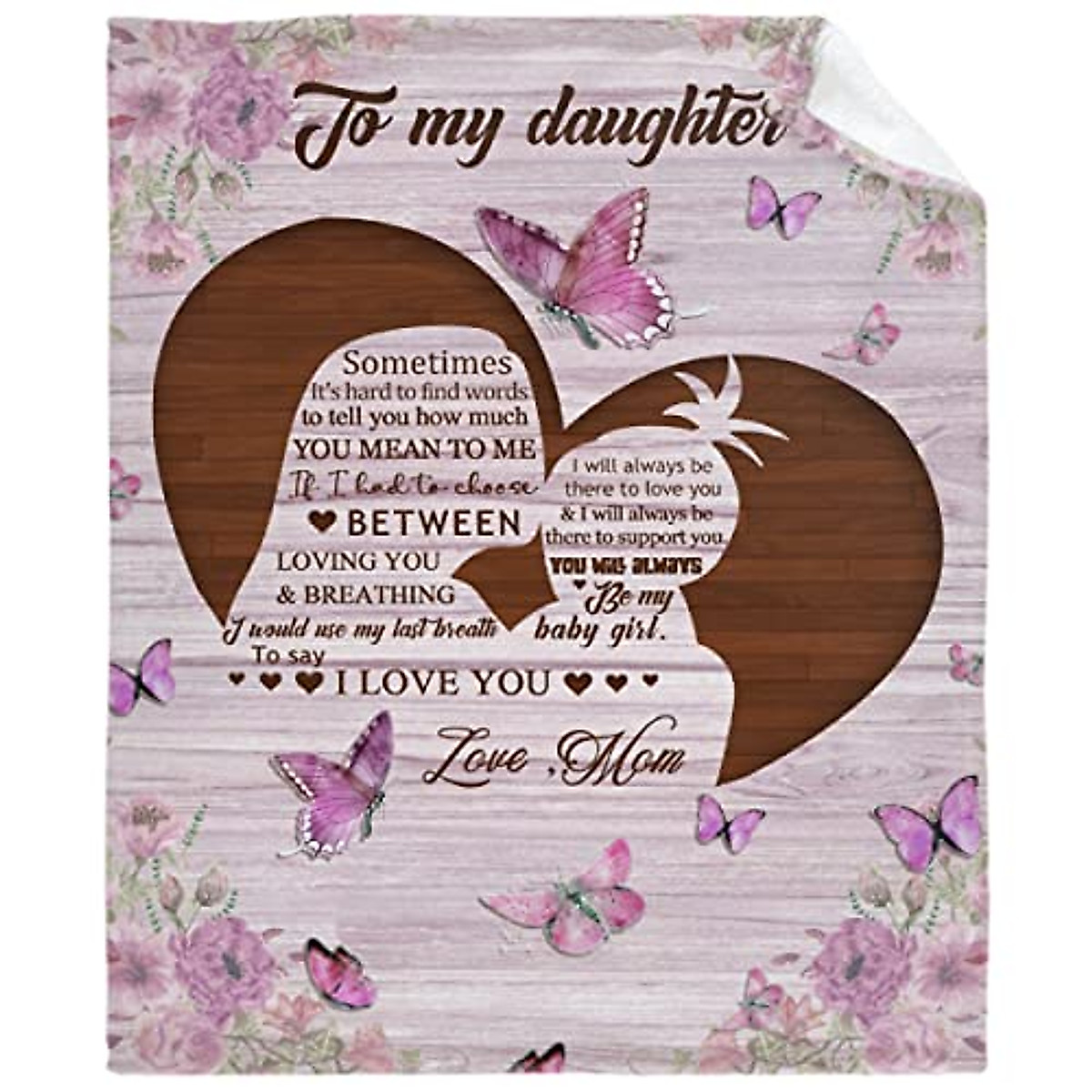 Love Letter to My Daughter from Mom Butterfly Warm Throw Blankets Super Soft Fluffy Comfortable Flannel Fleece Cozy Plush Blanket for Couch Bed Travel Gifts 80“x60 Large for Adults