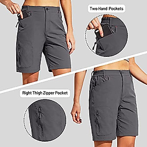 MIER Women's Quick Dry Stretchy Hiking Shorts Lightweight Travel Shorts with 5 Pockets, Water Resistant, Graphite Grey, 10