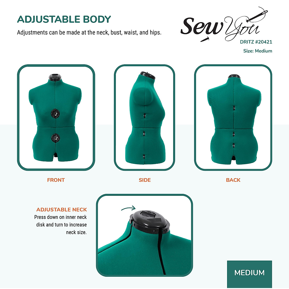 Dritz Sew You Adjustable Dress Form, Medium
