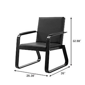 walnest 3PCS 5 Seats Office Reception Chair Set PU Leather Waiting Room Bench Visitor Guest Sofa Airport Clinic 2x1-seat and 1x3-seat