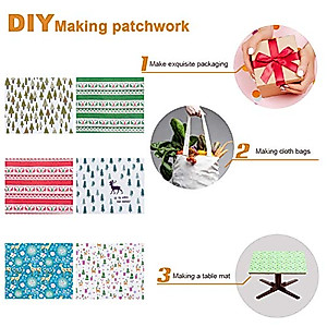 Healifty Fabric 6pcs Christmas Fabric Cotton Fabric Bundle Squares Patchwork Cloth Quilting Fabric Cloth for DIY Christmas Wreath Doll Dress Coaster Sewing Quilting 40x50cm Linen Fabrics