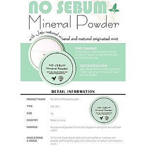 SoltreeBundle 2pcs No Sebum Mineral Powder 5g Korea Skincare with SoltreeBundle Oil Blotting Paper 50pcs