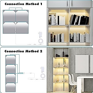 JUSJUBR 4PCS x 12inch Display Cabinet Lights Warm White, Dimmable LED Shelf Lighting with Memory Function, Bookshelf Lighting, LED Lights for Display Case/Pantry/Closet/Safe, 3000K